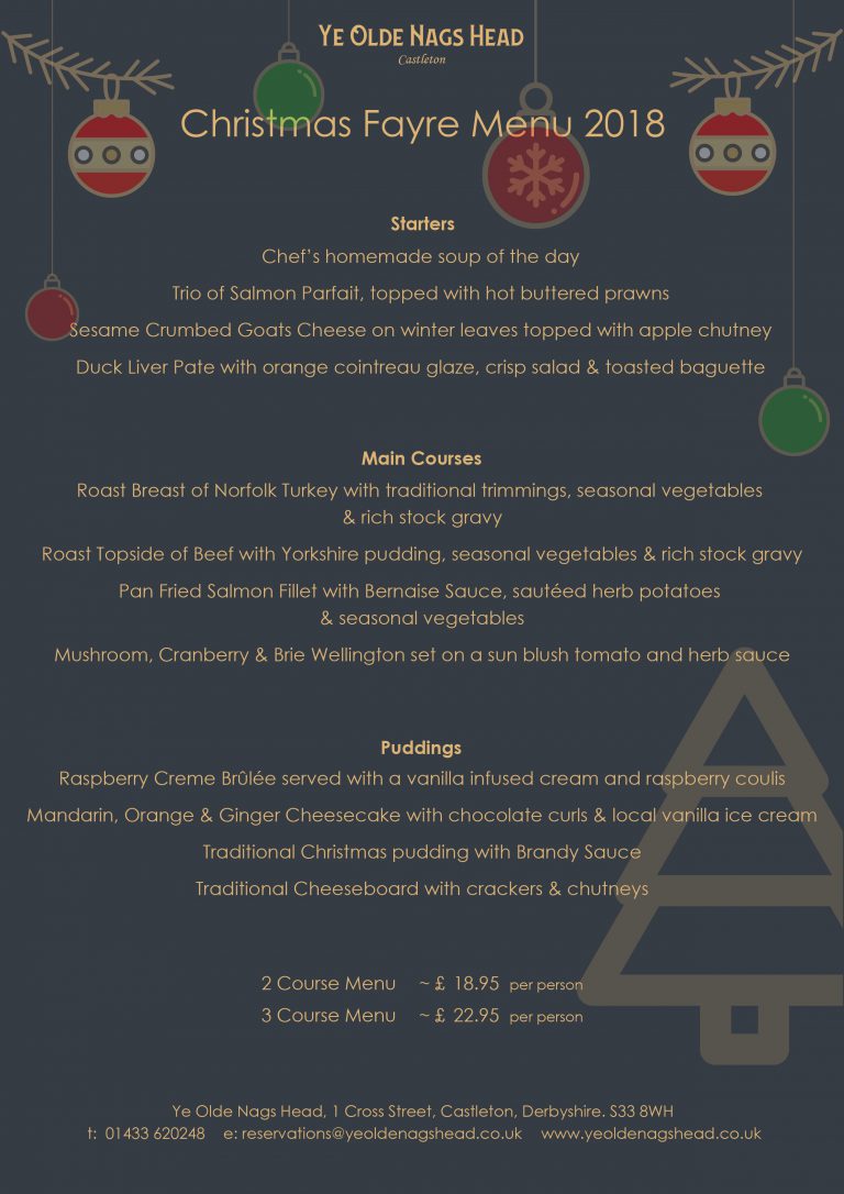 Christmas Fayre Menu – Ye Olde Nags Head