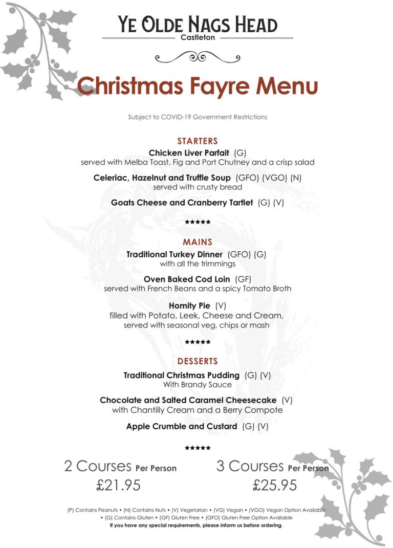 Christmas Fayre Menu – Ye Olde Nags Head